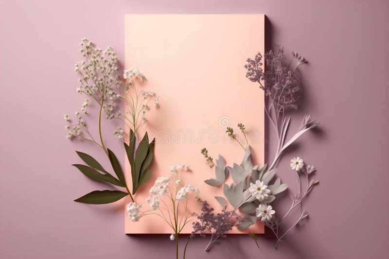 Creative Layout Made of Flowers and Plants. Flat Lay, Top View Stock ...