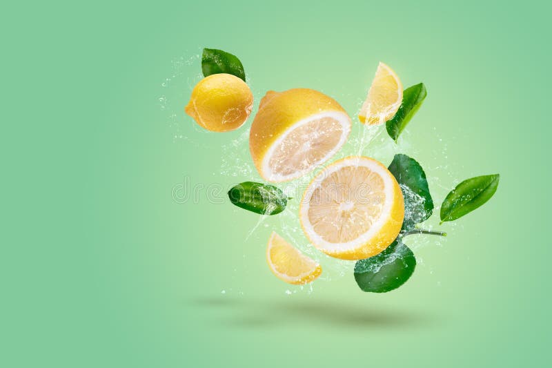 Creative Layout Made Form Lemon Fruit and Lemon Slices and Water ...
