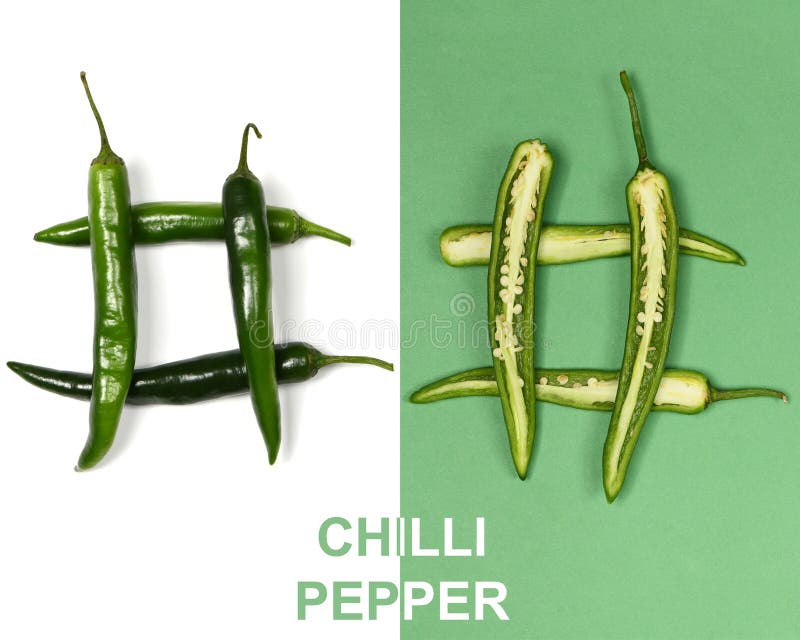 Creative Layout Made of Green Chili Pepper. High Resolution Photo Stock ...