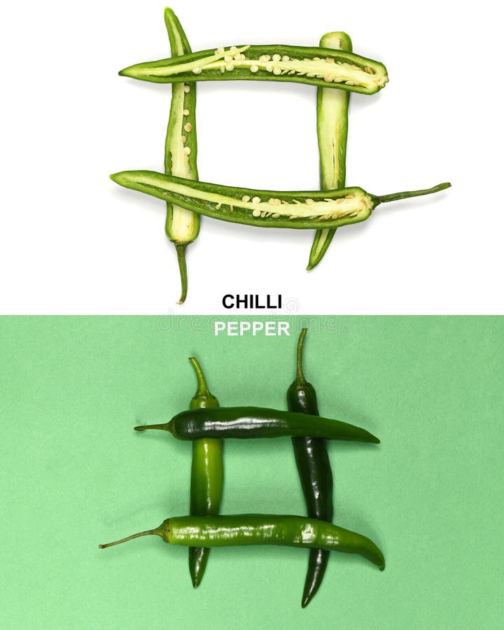 Creative Layout Made of Green Chili Pepper. High Resolution Photo Stock ...