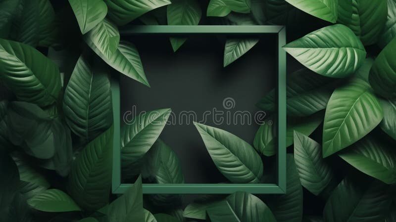 Creative Layout Made of Green Leaves with Square Frame. Minimal Nature ...