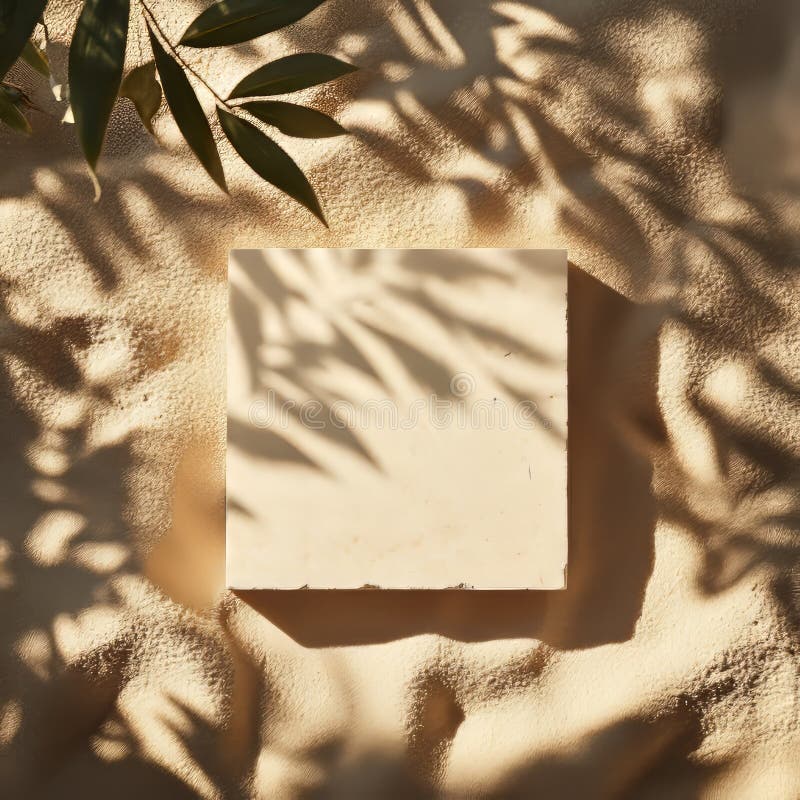 Creative Layout Made of Leaves and Shadows on Sand Background ...