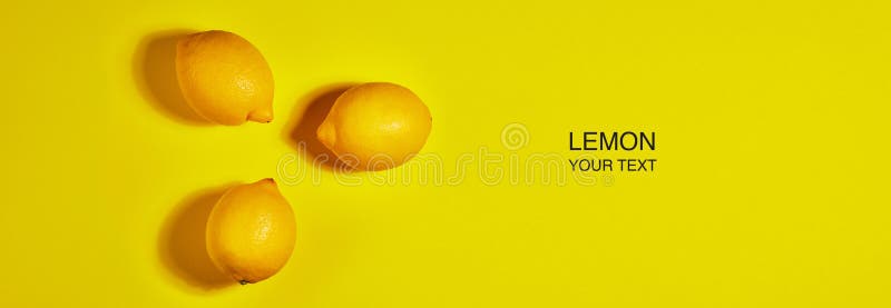 Creative Layout Made of Lemon on Yellow Background. Flat Lay, Top View ...
