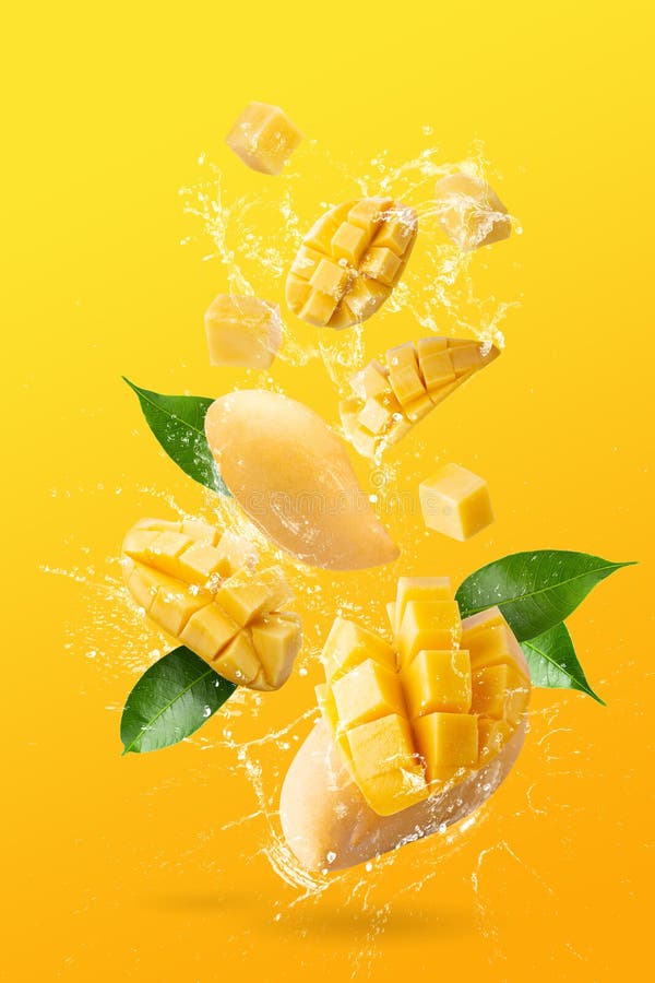Creative Layout Made from Mango Fruit with Mango Cubes and Slices and ...