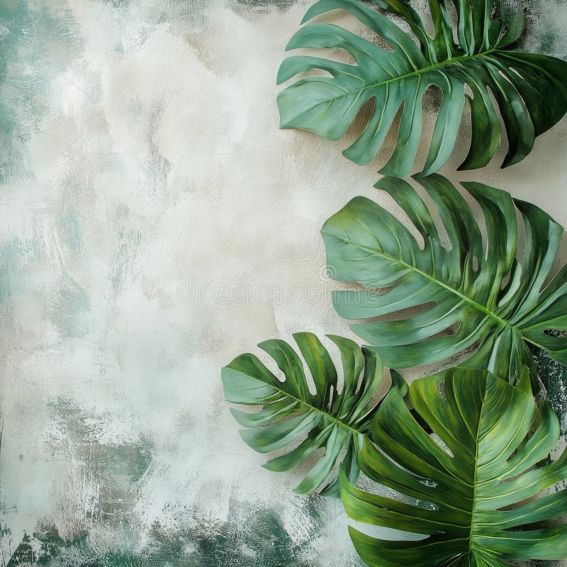 Creative Layout Made of Monstera Leaves on Grunge Background. Stock ...