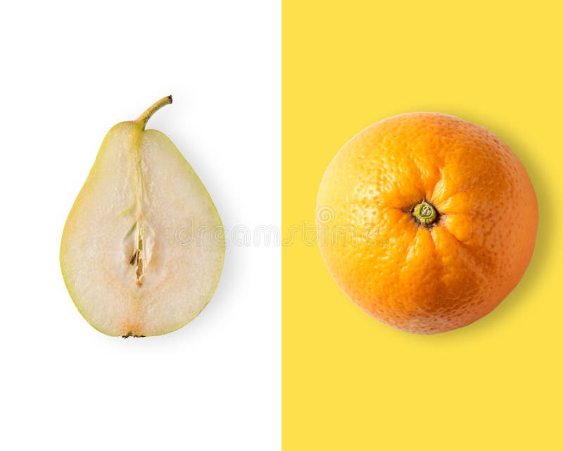 Creative Layout Made of Pear and Orange. Stock Photo - Image of natural ...