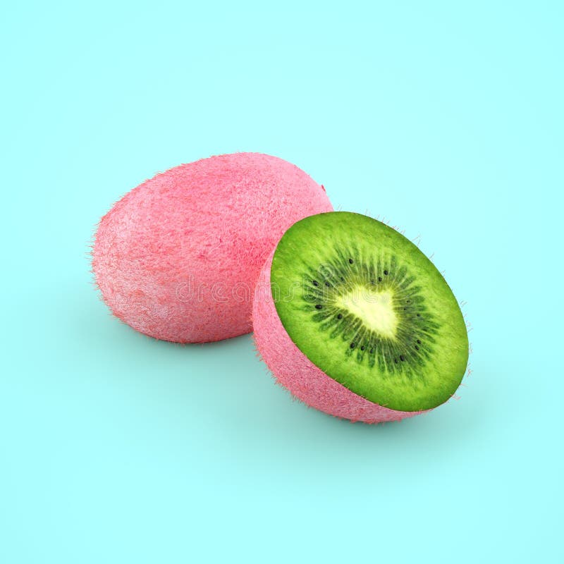Creative Layout Made of Pink Kiwi on Blue Background. Stock ...