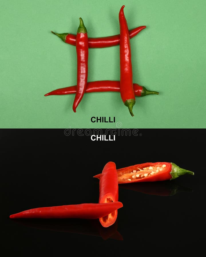 Creative Layout Made of Red Chilli Peppers Stock Photo - Image of ...