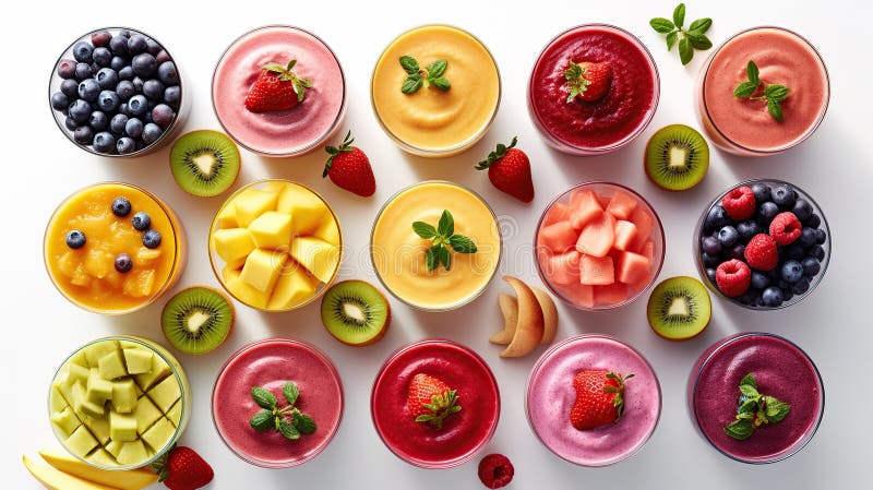 Creative Layout Made of Smoothies and Fruits Around. Generative AI ...