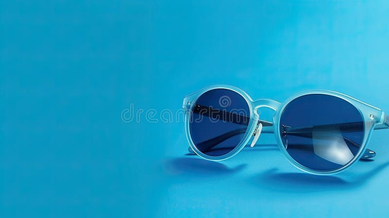 Creative Layout Made of Sunglasses, Flat Lay on Blue Background. Summer ...