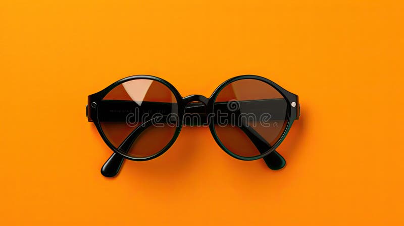 Creative Layout Made of Sunglasses, Flat Lay on Orange Background ...