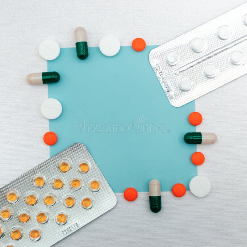 Creative Layout Made of Variety of Tablets and Capsules Stock Photo ...