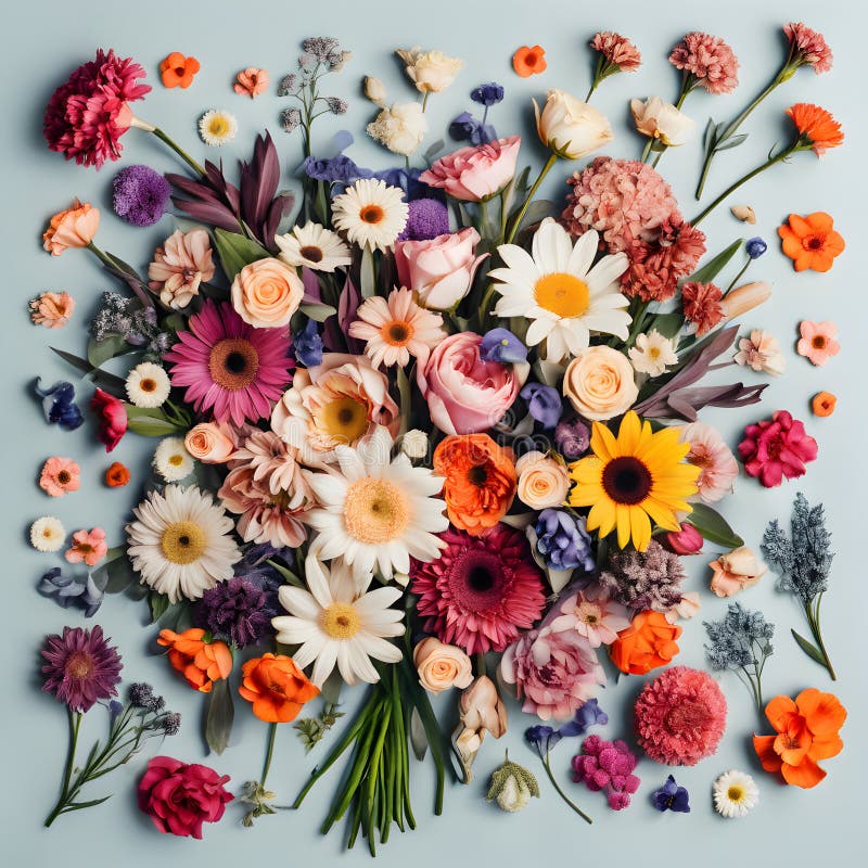 Creative Layout Made of Various Flowers. Stock Illustration ...