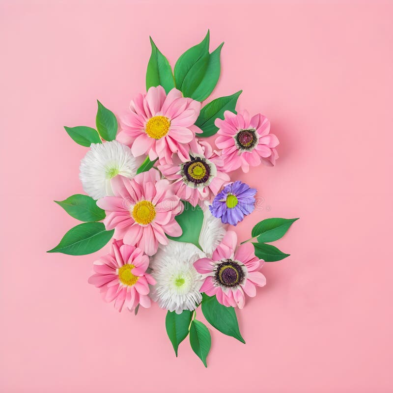 Creative Layout Made of Various Flowers. Stock Illustration ...