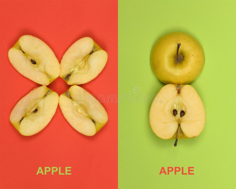 Creative Layout Made of Yellow Apple. Food Concept Stock Image - Image ...