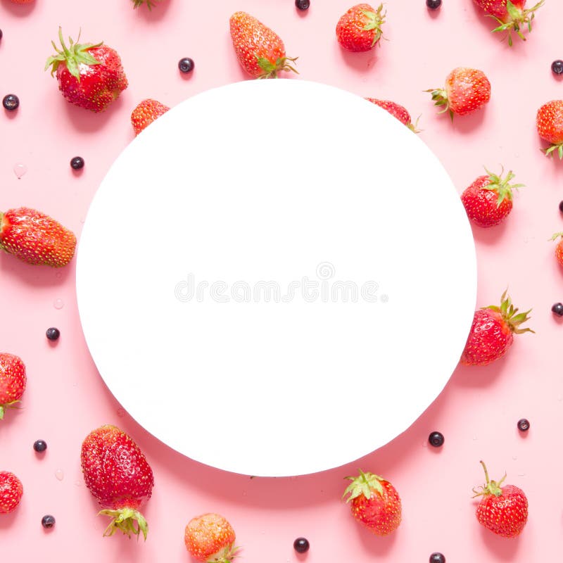 Creative Layout of Strawberry and Blueberry with Space for Text on ...