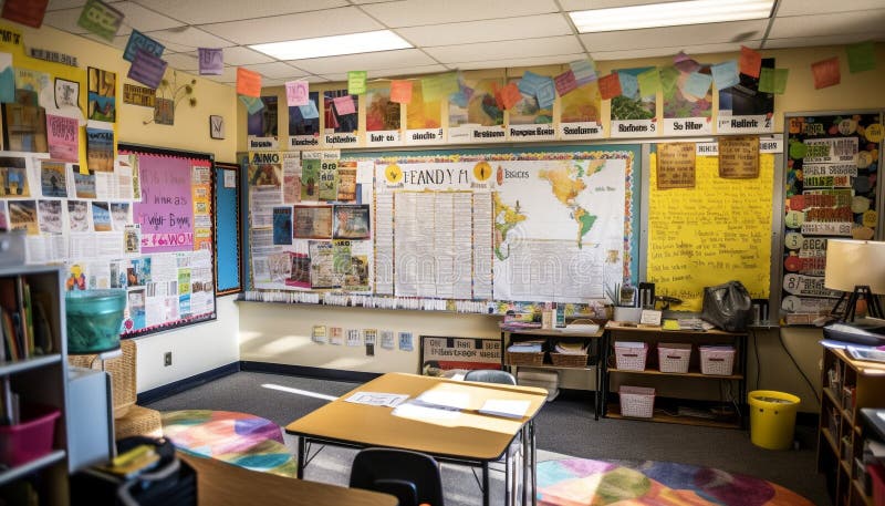 Creative Learning In Modern Classroom With Technology Generated By Ai Stock Illustration