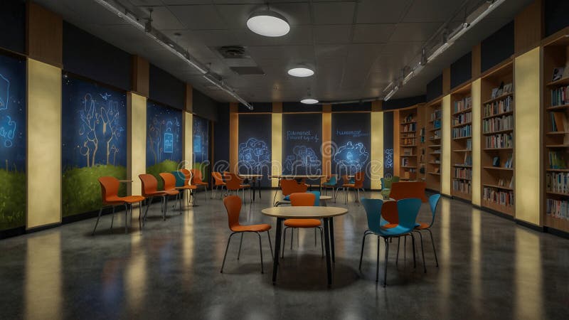 Creative Learning Space with Interactive Walls Stock Illustration ...