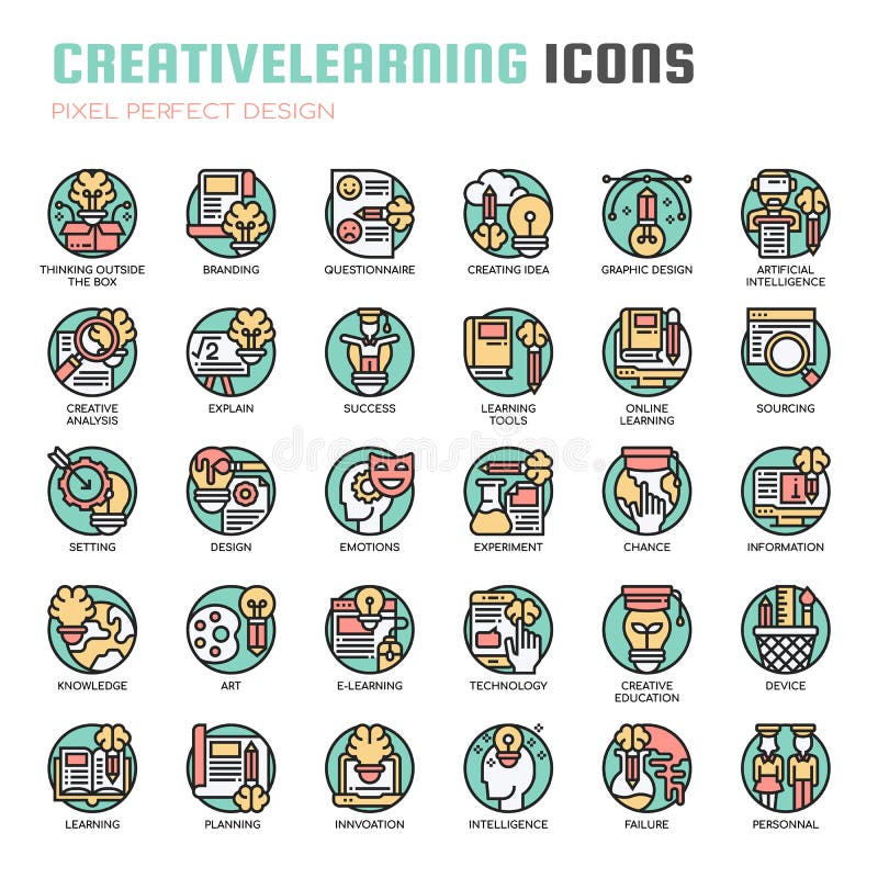 Creative Learning and Imagination Flat Icons Stock Illustration ...