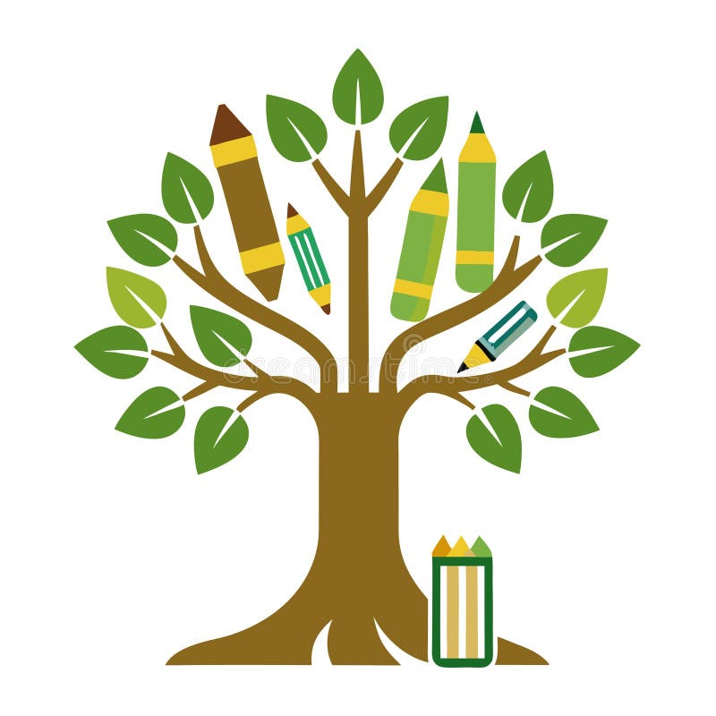 Creative Learning Tree with Pencils, Education, Growth, and Knowledge ...