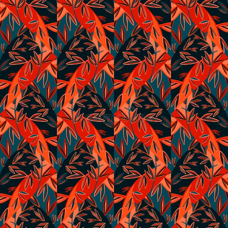 Creative Leaves Mosaic Seamless Pattern. Palm Leaves Tile Stock Vector - Illustration of ...