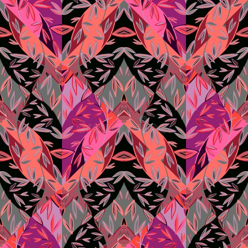 Creative Leaves Mosaic Seamless Pattern. Palm Leaves Tile Stock Vector ...