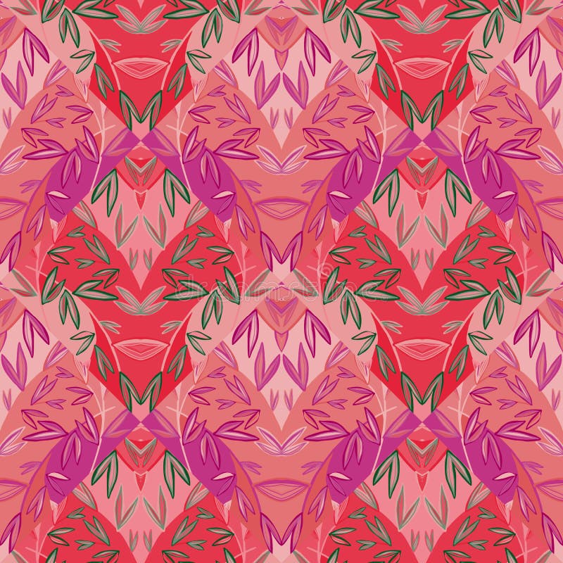 Creative Leaves Mosaic Seamless Pattern. Palm Leaves Tile Stock Vector ...