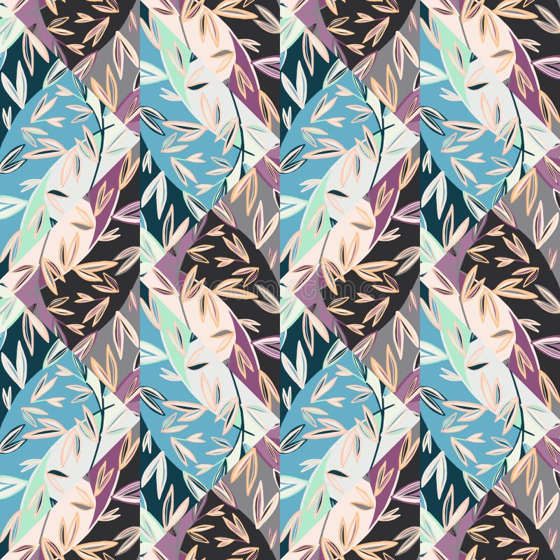 Creative Leaves Mosaic Seamless Pattern. Palm Leaves Tile Stock Vector ...