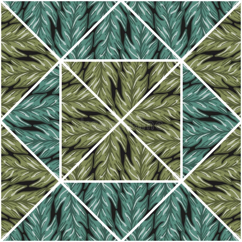 Creative Leaves Shape Mosaic Seamless Pattern. Geometric Botanical ...
