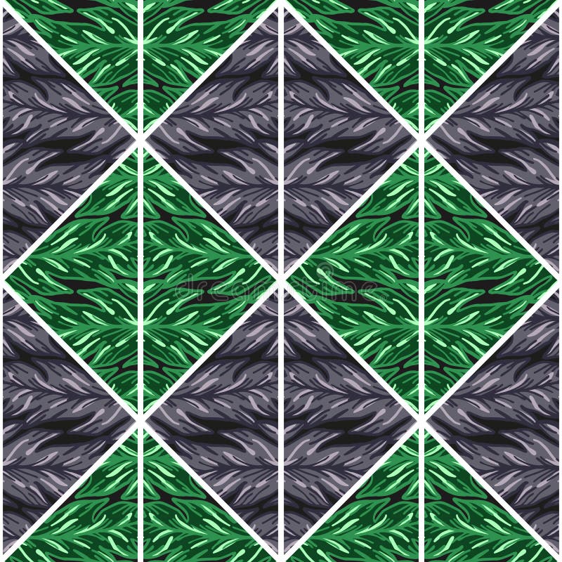 Creative Leaves Shape Mosaic Seamless Pattern. Geometric Botanical ...