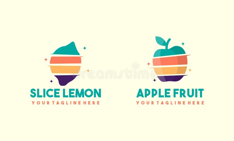 Creative Lemon and Apple Slice Logo Design Stock Illustration ...