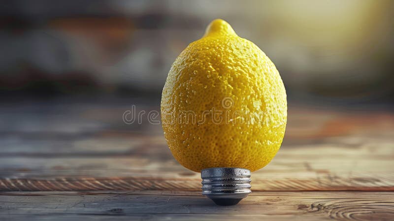 Creative Lemon Light Bulb Concept Merging Citrus and Innovation Stock ...