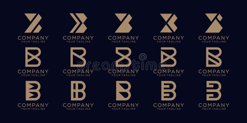 Creative Letter B Icon Set. Design for Business of Luxury, Elegant ...