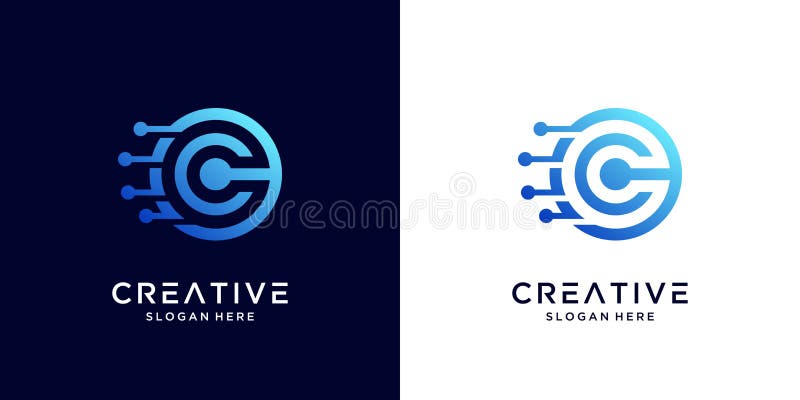 Creative Letter C Logo Design Technology Stock Vector - Illustration of ...