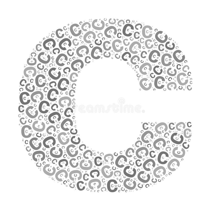 Creative Letter C Typography Collage Composed of Multiple Scattered ...