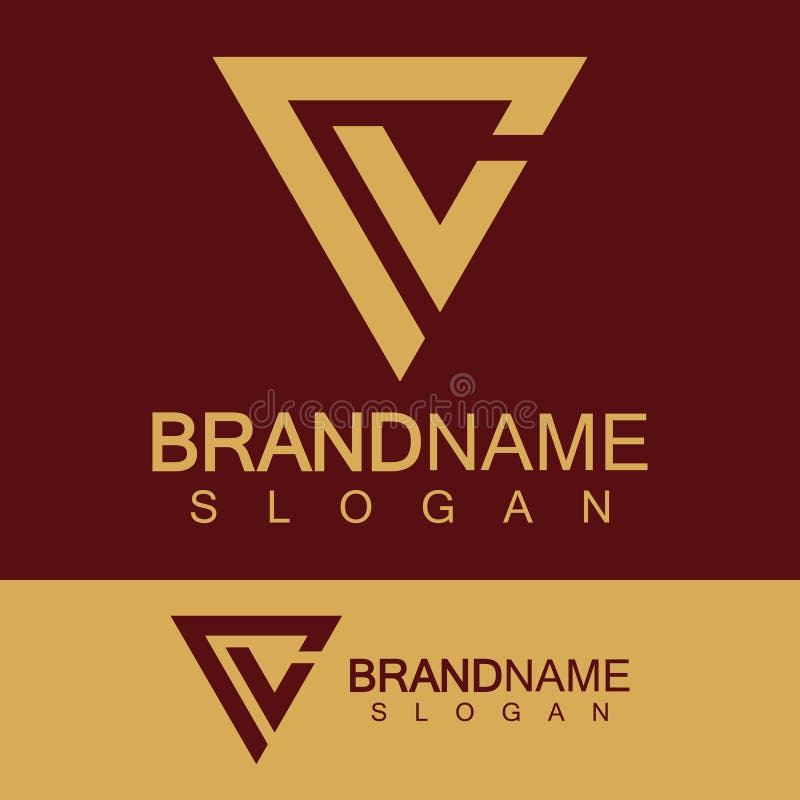 Creative Letter CV or VC Monogram Logo Inverted Triangle Shape Stock ...