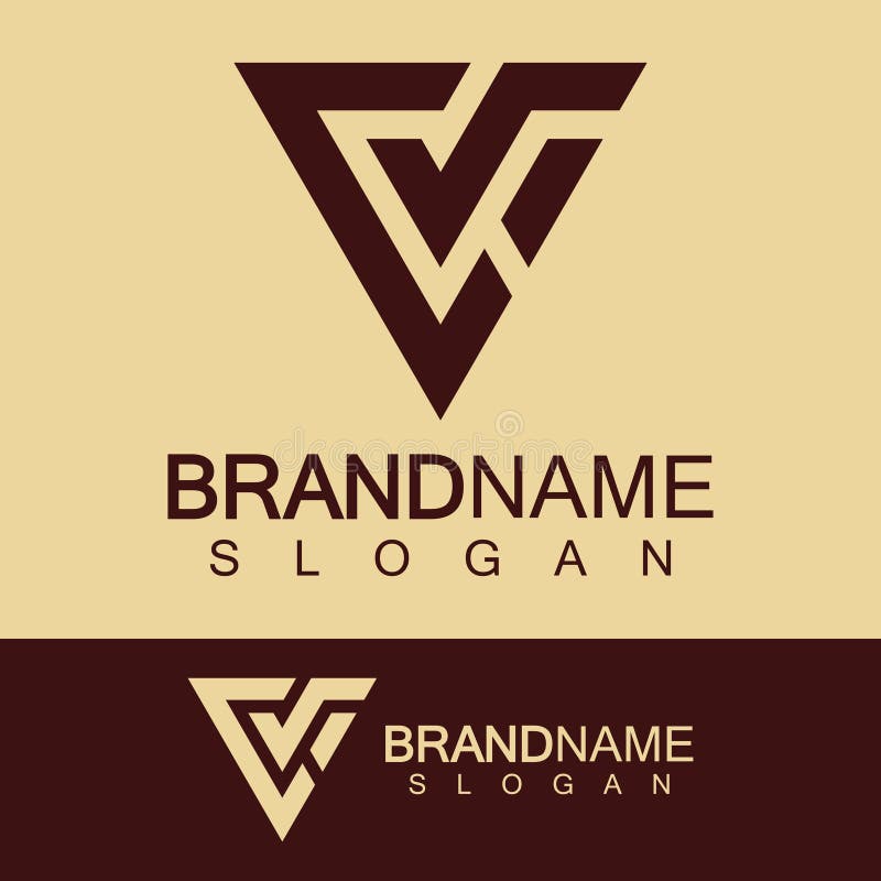 Creative Letter CV or VC Monogram Logo Inverted Triangle Shape Stock ...