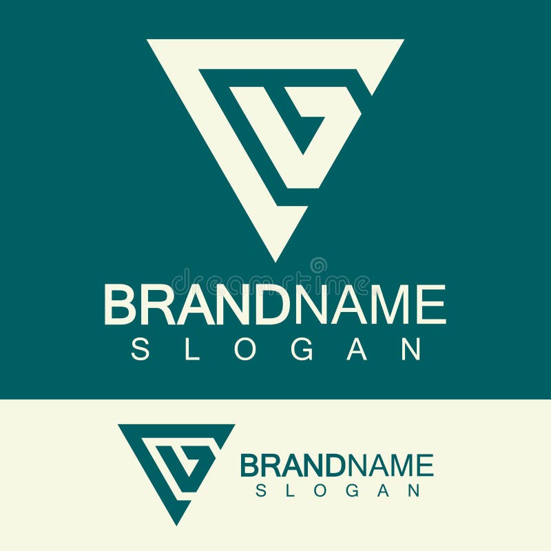 Creative Letter CV or VC Monogram Logo Inverted Triangle Shape Stock ...