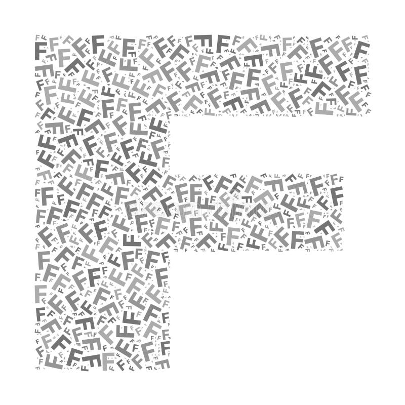 Creative Letter F Typography Collage Composed of Multiple Scattered ...