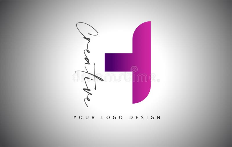 Creative Letter H Logo with Purple Gradient and Creative Letter Cut ...