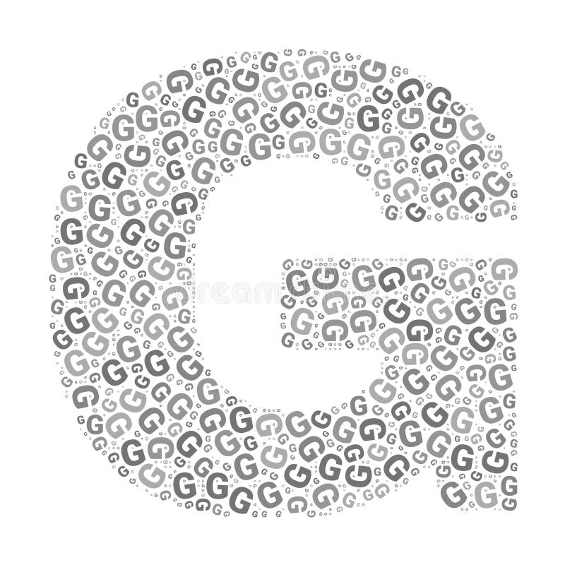 Creative Letter G Typography Collage Composed of Multiple Scattered ...