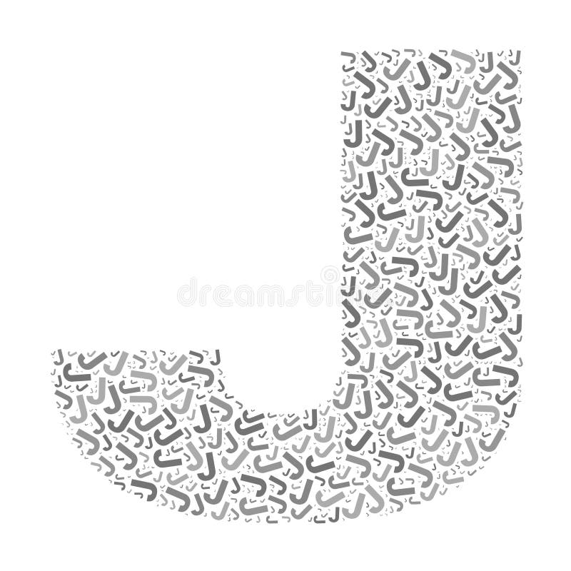 Creative Letter J Typography Collage Composed of Multiple Scattered ...