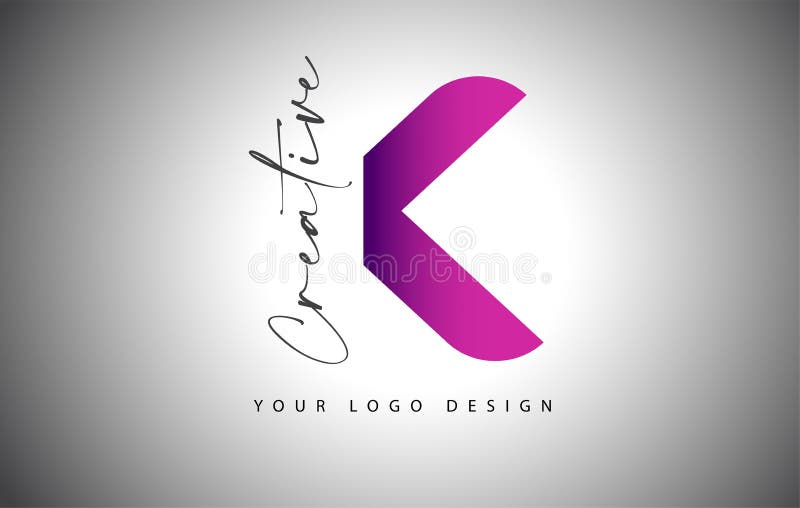 Creative Letter K Logo with Purple Gradient and Creative Letter Cut ...