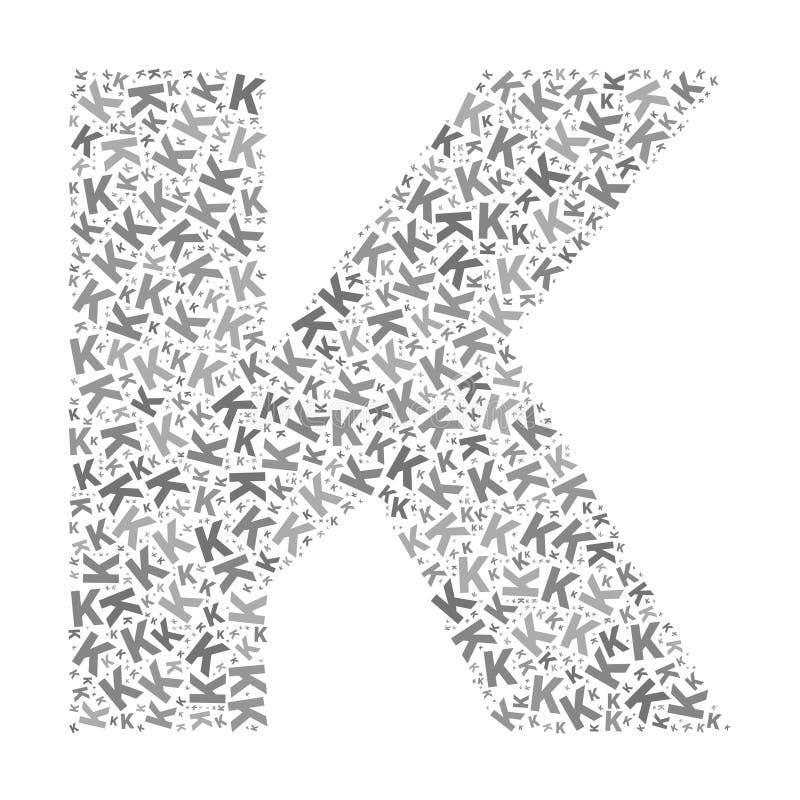 Creative Letter K Typography Collage Composed of Multiple Scattered ...