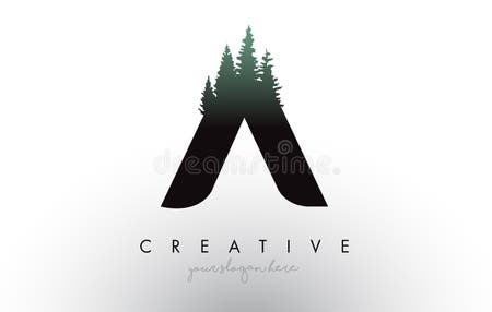 Creative a Letter Logo Idea with Pine Forest Trees. Letter a Design ...