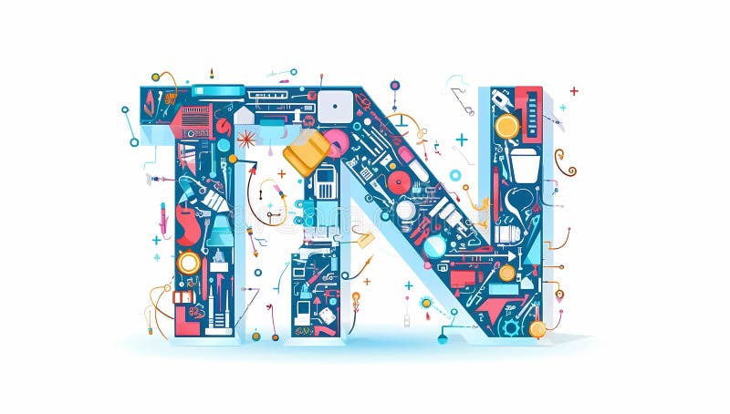 Creative Letter N Made of Electronic Components, Generative AI ...