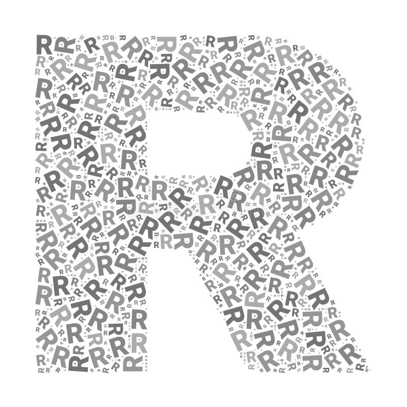 Creative Letter R Typography Collage Composed of Multiple Scattered ...