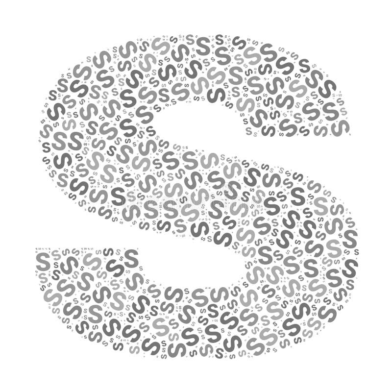 Creative Letter S Typography Collage Composed of Multiple Scattered ...