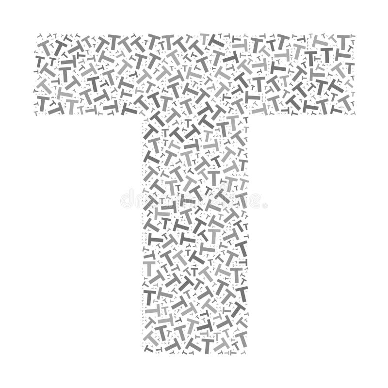 Creative Letter T Typography Collage Composed of Multiple Scattered ...