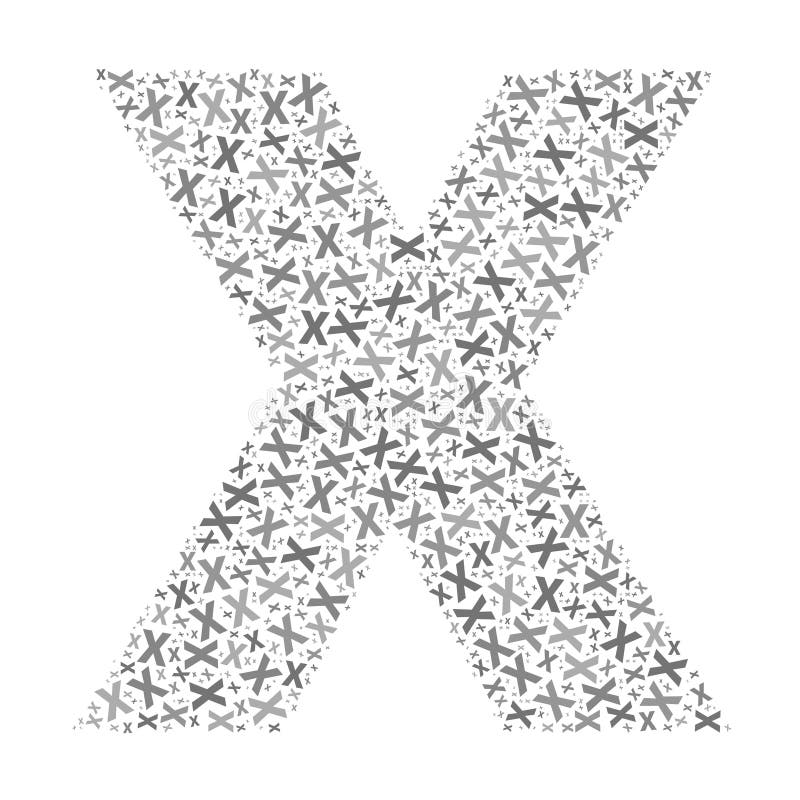 Creative Letter X Typography Collage Composed of Multiple Scattered ...